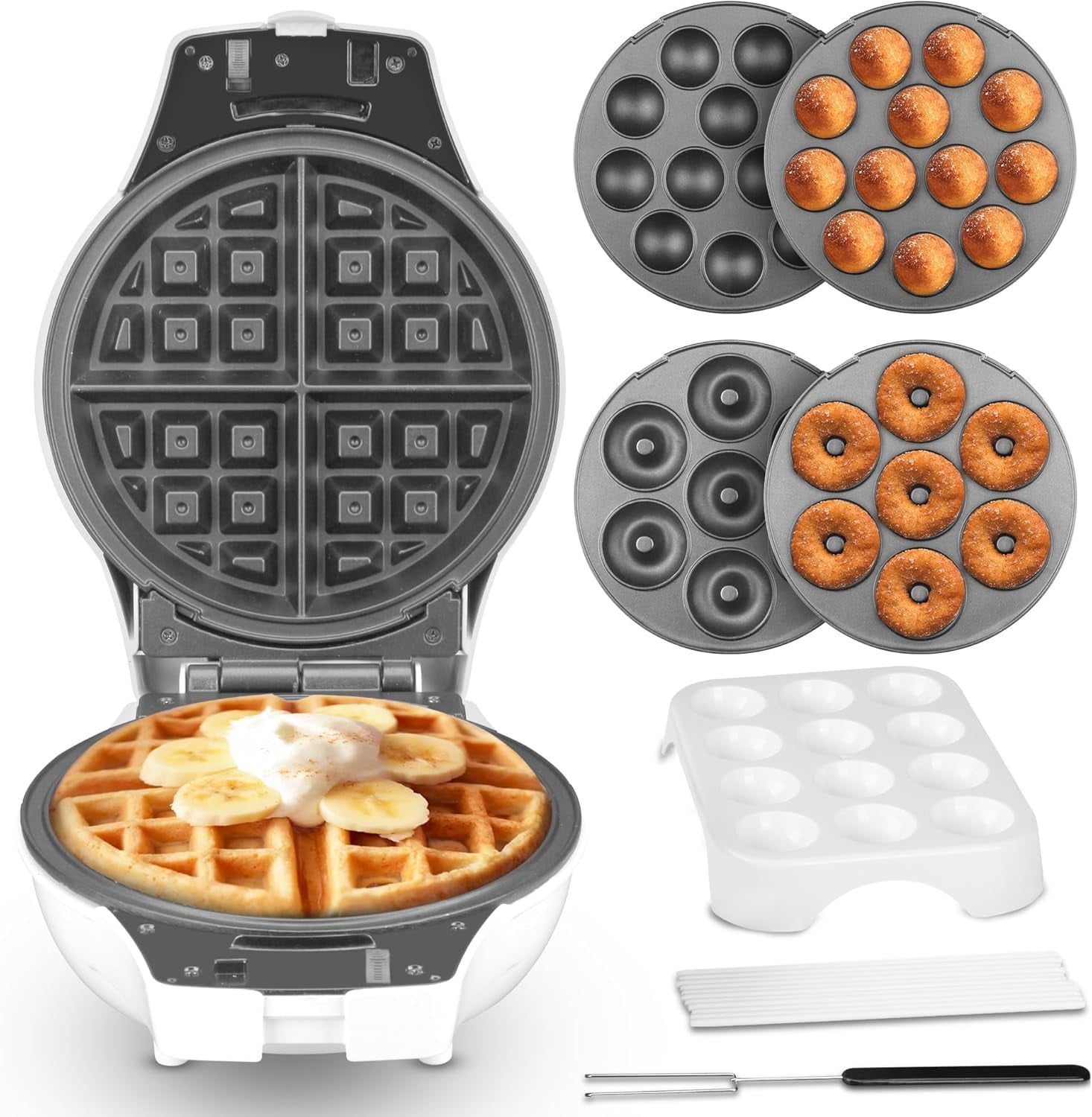 Thick Belgian Waffle Maker with 3 Removable Plates, 7” Non Stick ...