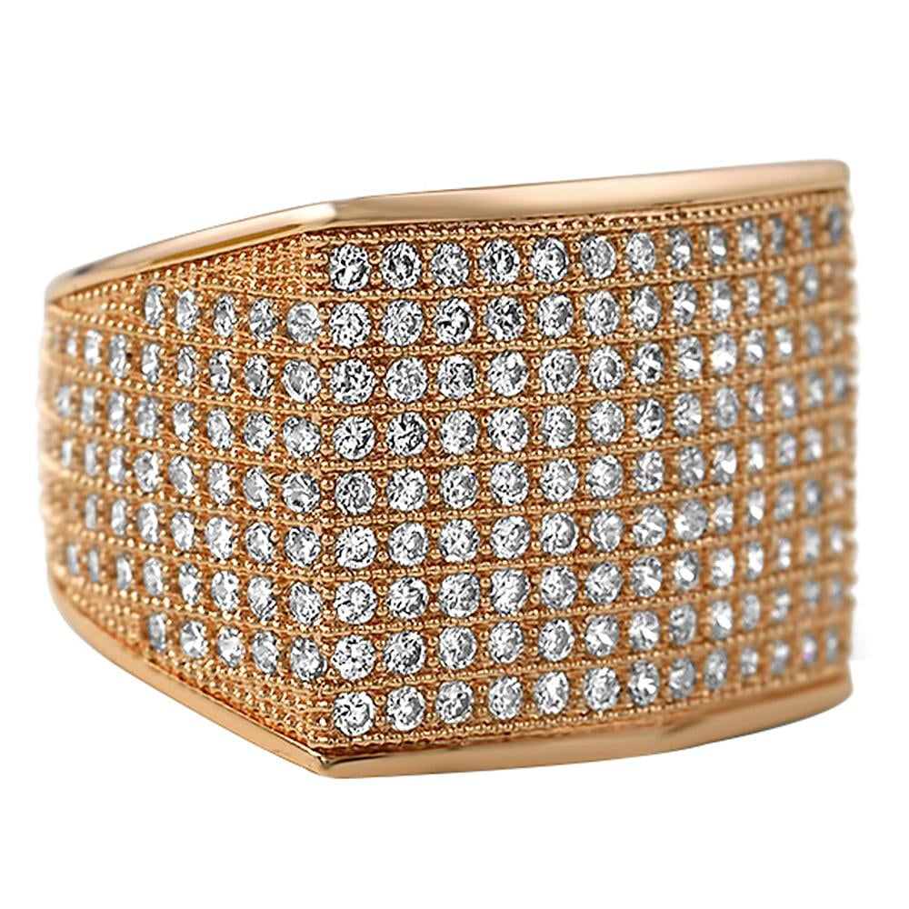 Thick Block Rose Gold CZ Bling Bling Ring (12) - Walmart.com