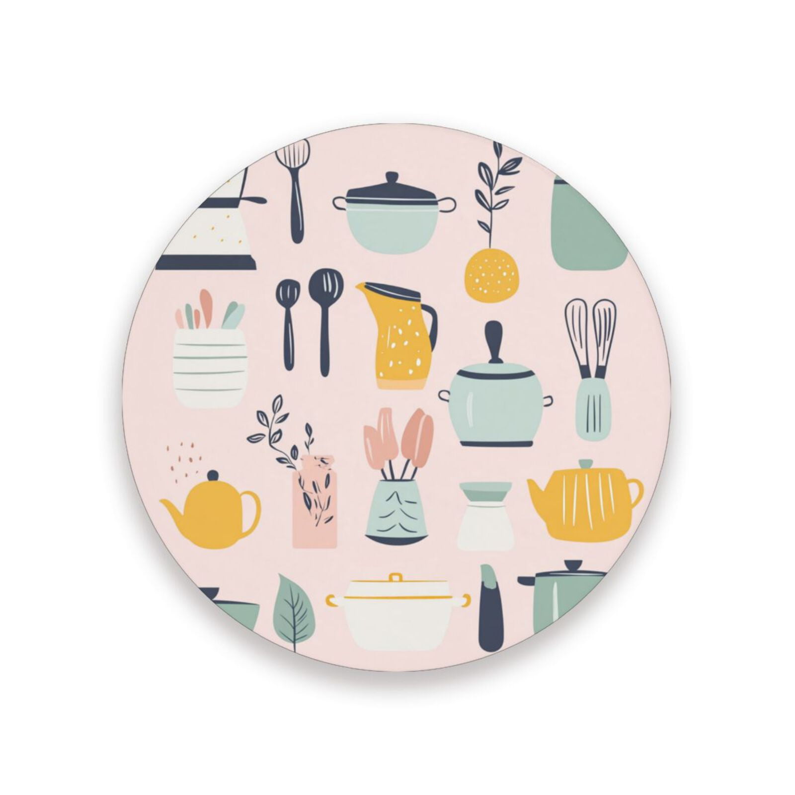 Thick Ceramic & Wood Coasters Set of （1/2/4 ）- 3.9 Inch Round Bar ...
