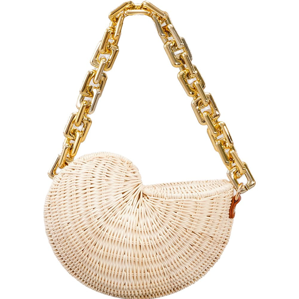 Thick Chains Rattan Conch Women Shoulder Bags Design Wicker Woven ...