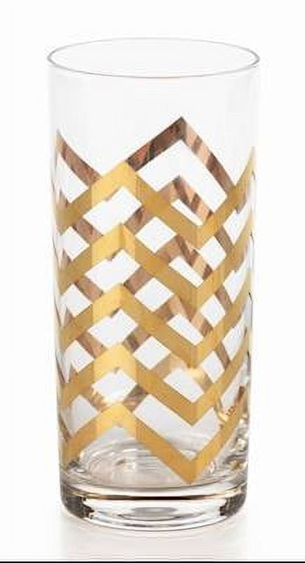 Thick Chevron Design La Fete Golden Decal Highball Glassware by Zodax ...