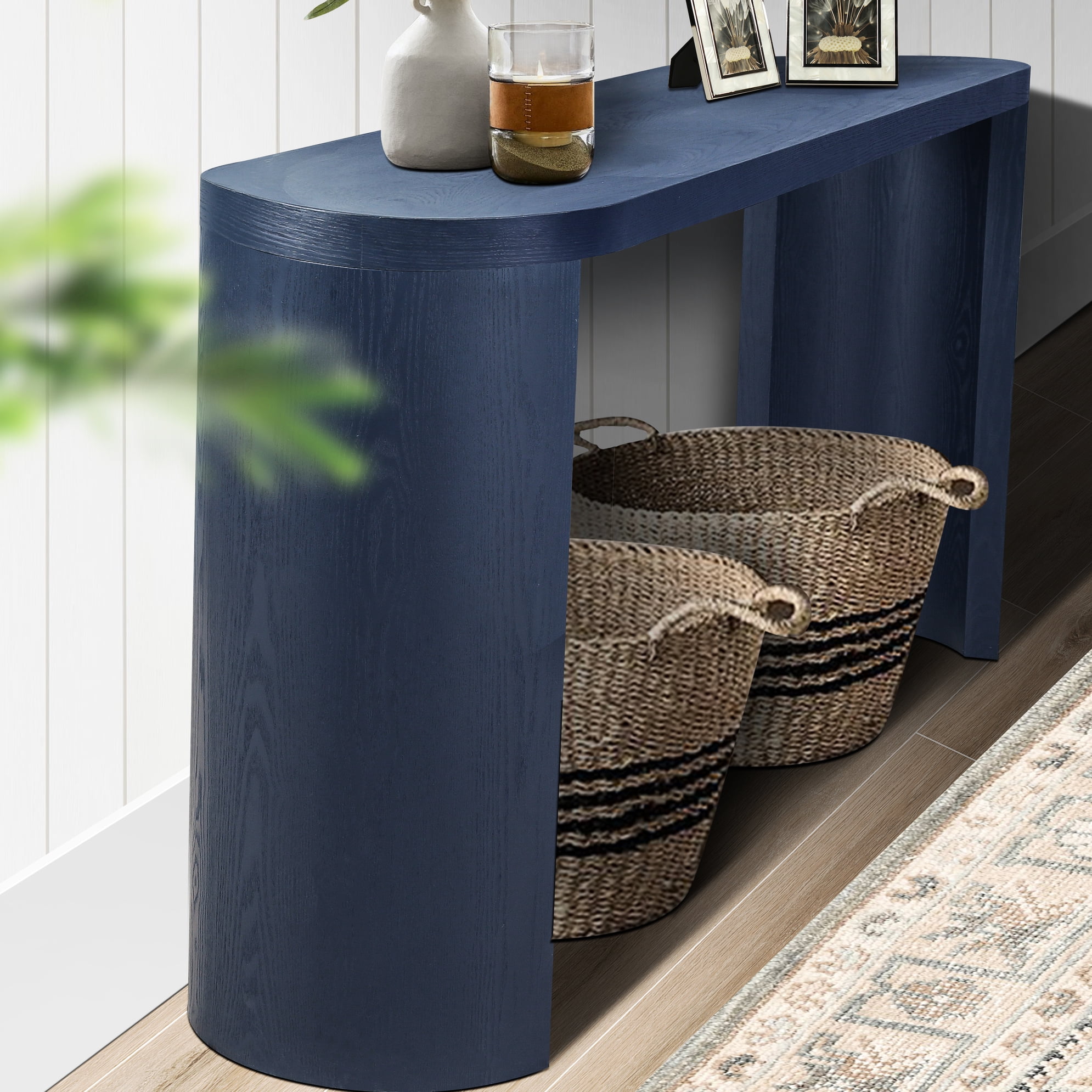 Thick Console Table, 60'', Navy Blue, Curved Legs, Home Furnishing 60 ...