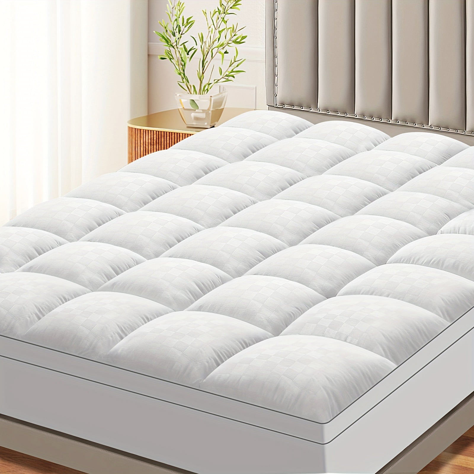 Thick Cooling Mattress Topper - Overfilled Down Alternative Pillow Top ...