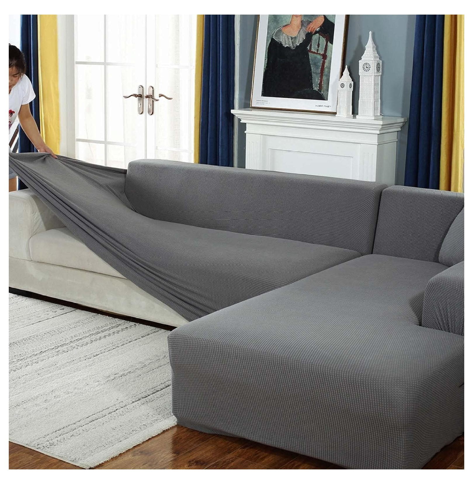 Thick Couch Covers for 1 2 3 4 Seater, Sectional Sofa L Shape Stretch ...