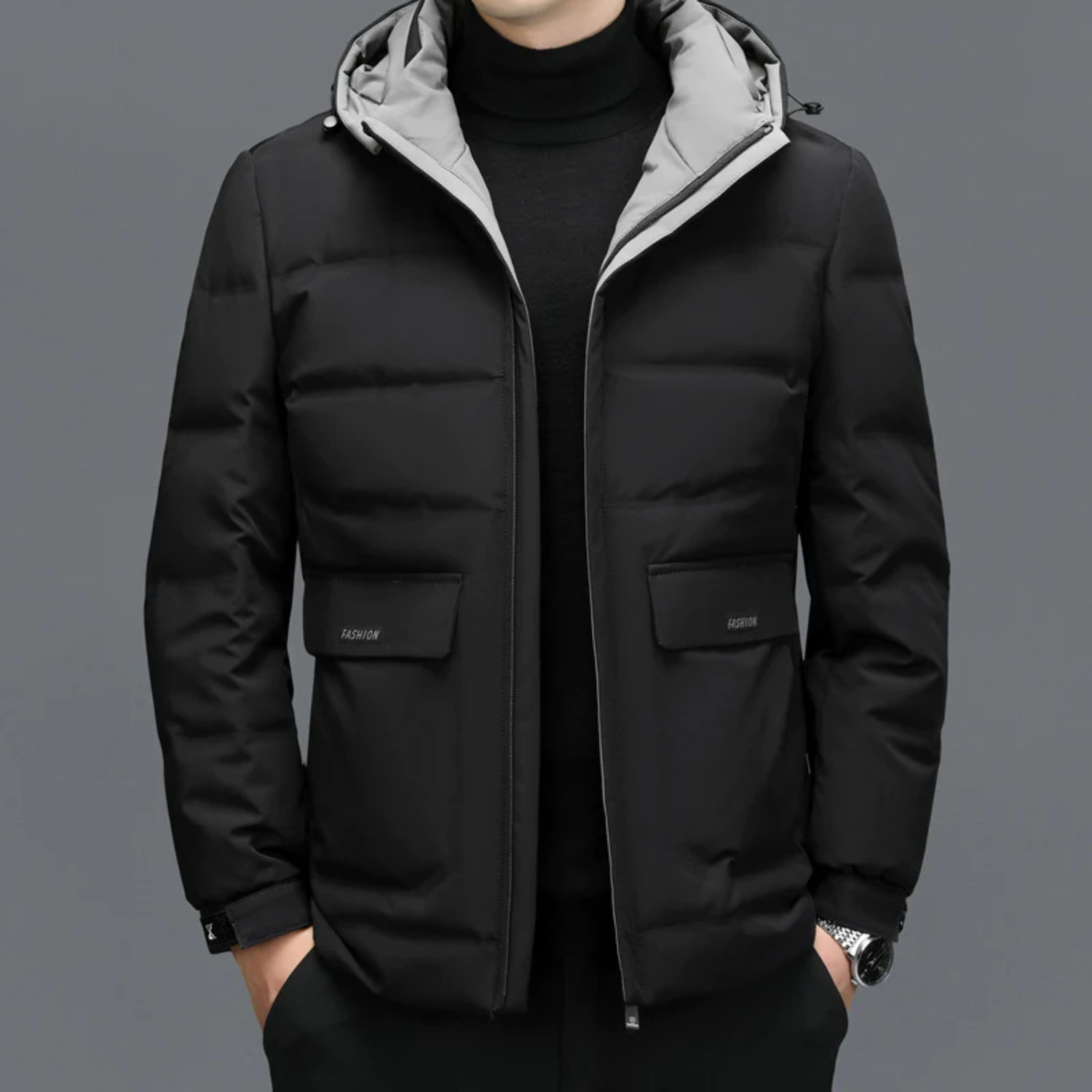 Thick Down Jacket Men's Short Detachable Hat Warm - Walmart.com
