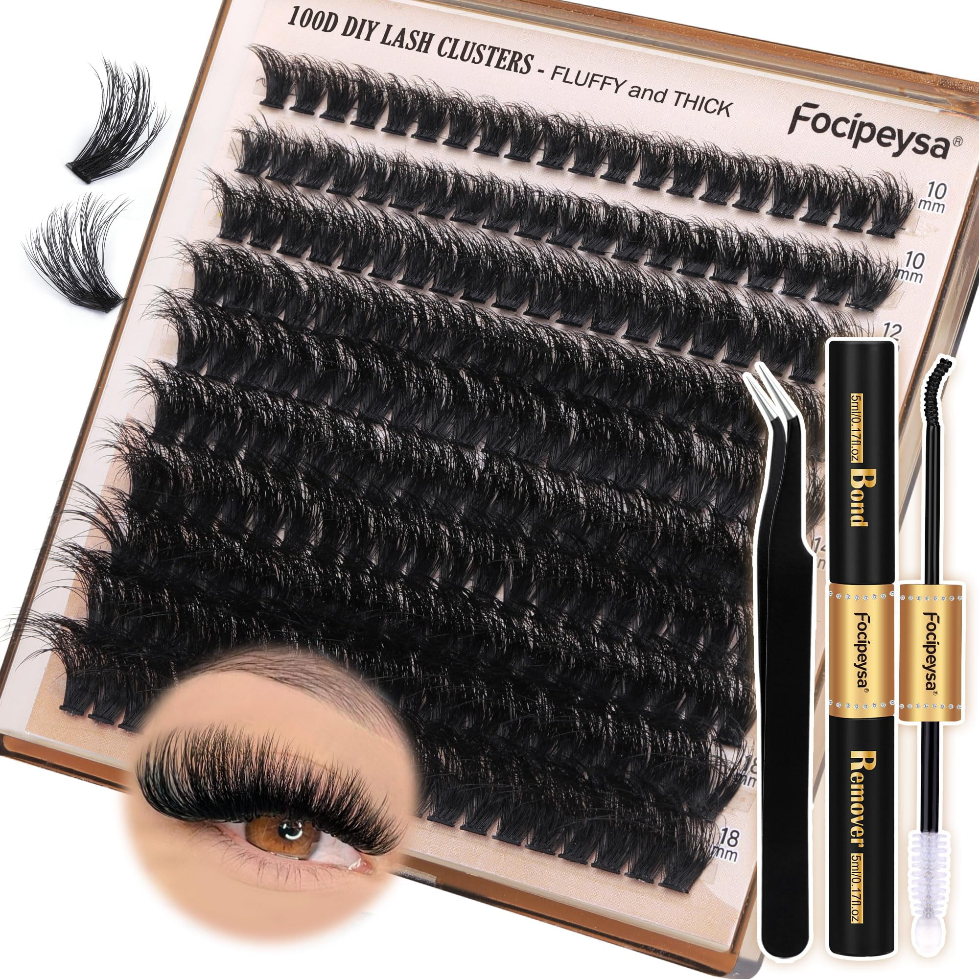 Thick Eyelash Extension Kit AIF9 Volume Lash Clusters Kit 10-18mm ...