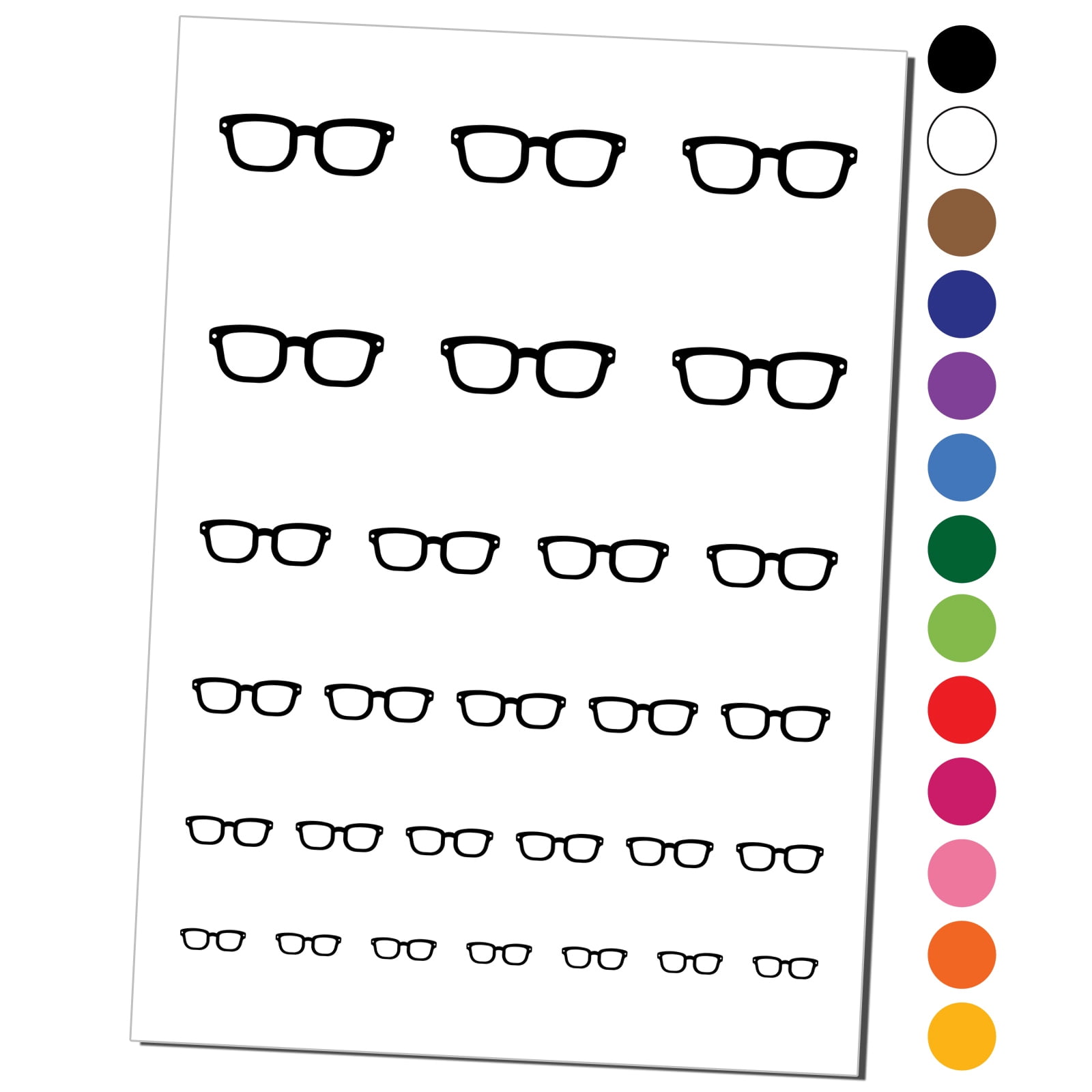 Thick Framed Glasses Geek Hipster Water Resistant Temporary Tattoo Set ...