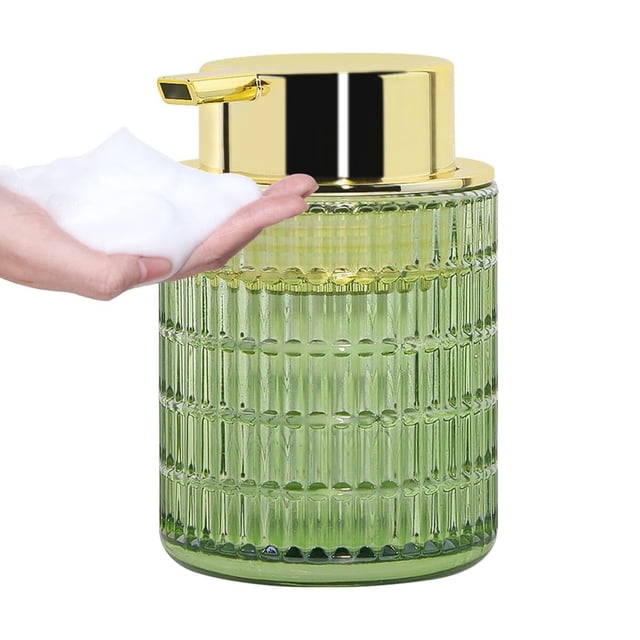 Thick Glass Foaming Soap Dispenser with Gold Pump,10 Oz Refillable ...