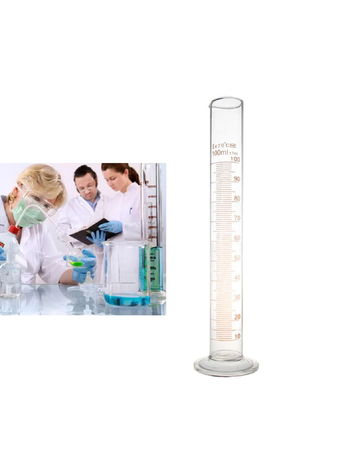 Thick Glass Graduated Measuring Cylinder 100 mL Single Metric Scale ...