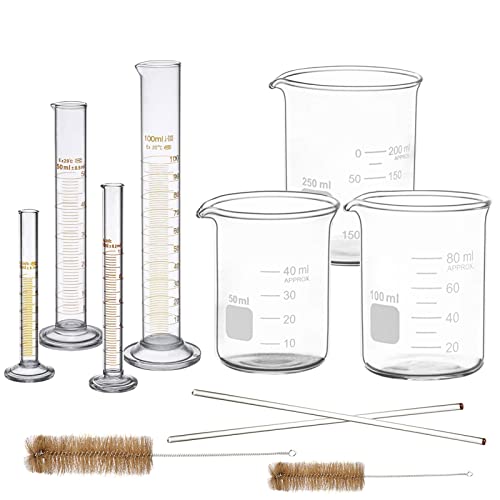 Thick Glass Graduated Measuring Cylinder Set 5ml 10ml 50ml 100ml Glass ...