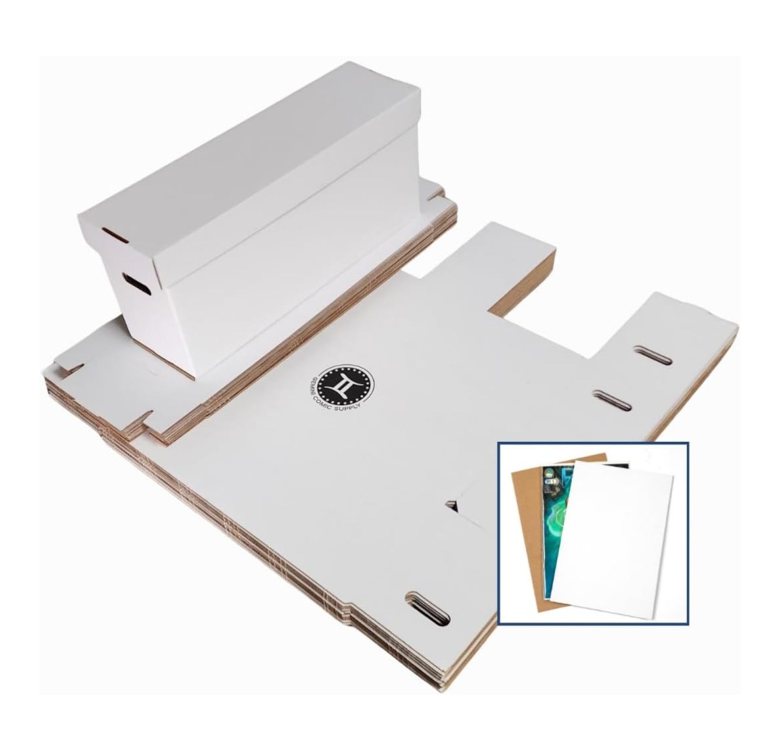 Thick-Grip Long Comic Storage Box with Dividers | 1 Box with Lid + 100 ...