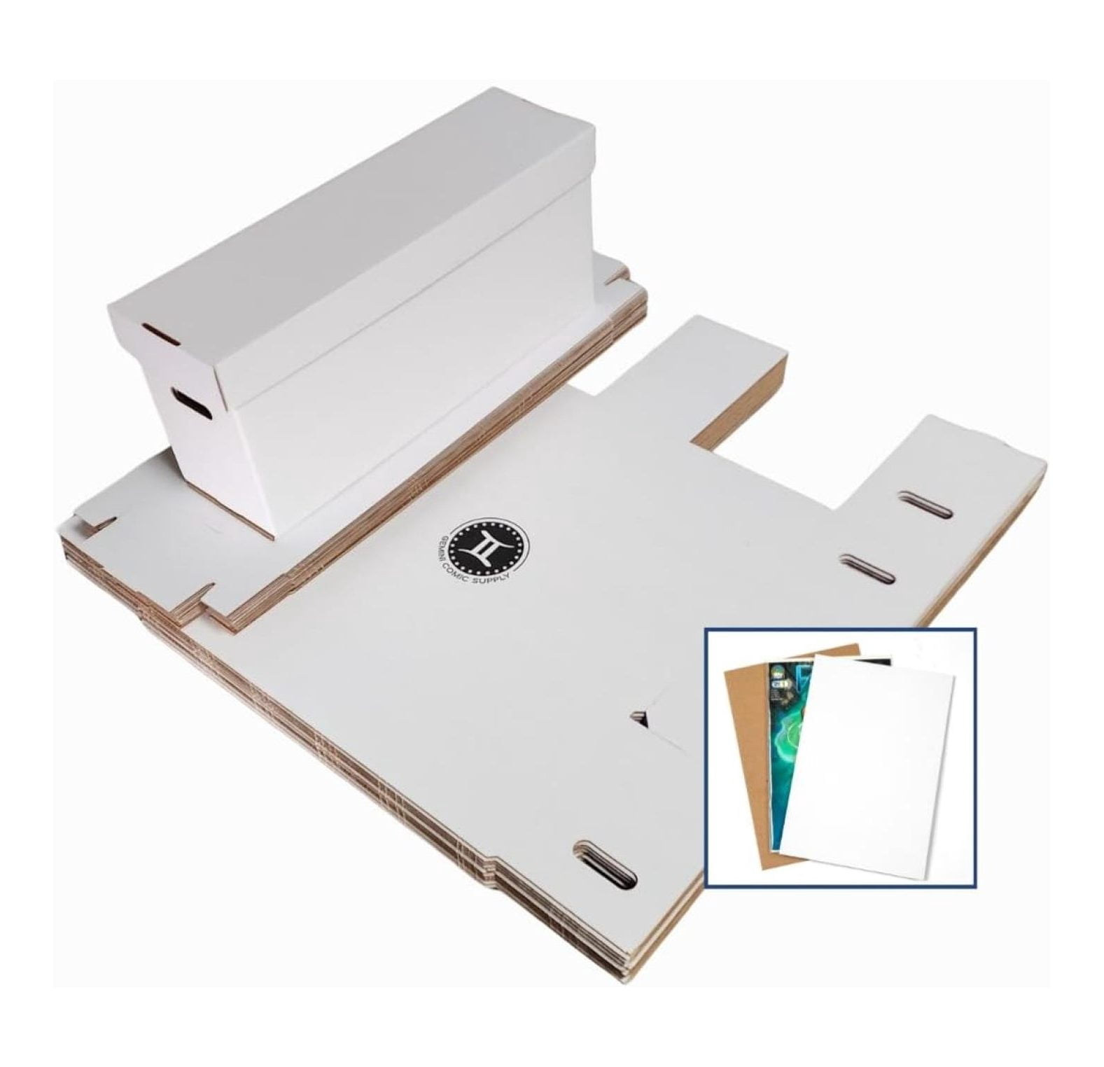 Thick-Grip Long Comic Storage Box with Dividers | 1 Box with Lid + 100 ...