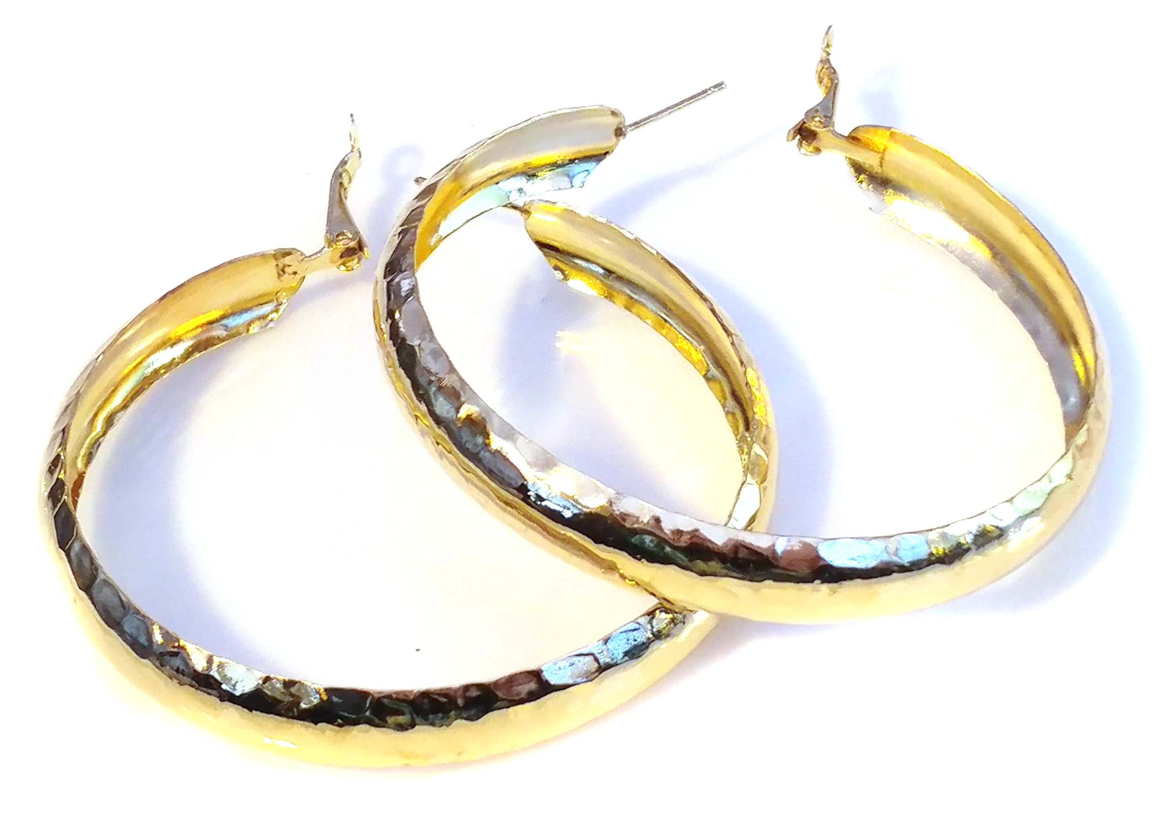Thick Hoop Earrings Hammered 2 inch Hoops Gold Tone Hoop Earrings ...
