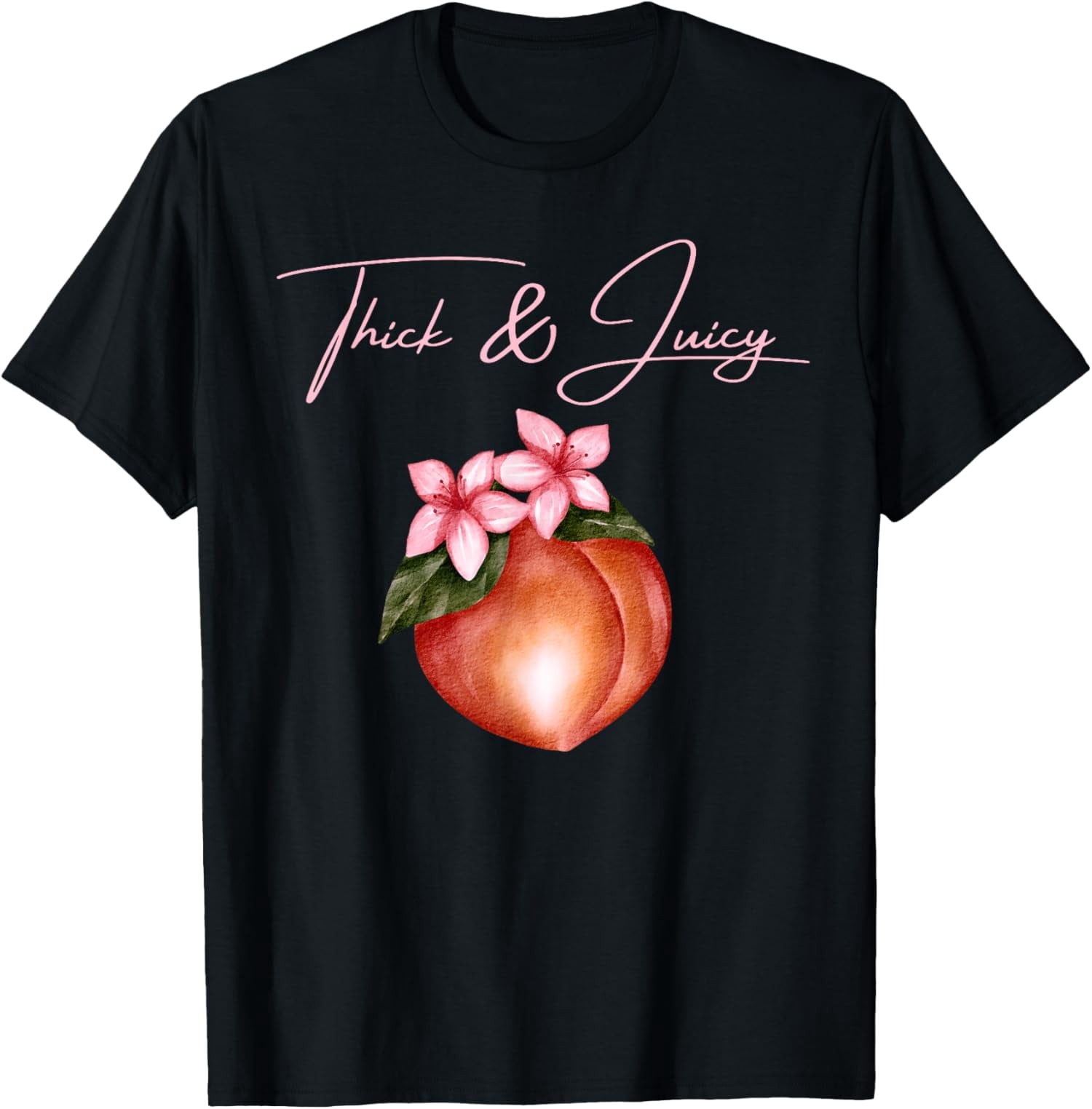 Thick & Juicy | Funny Cute Women's Peach Emoticon Viral Meme T-Shirt ...