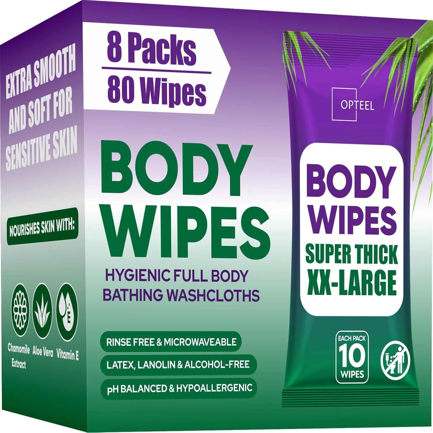 Thick & Large Body Wipes for Adults Bathing No Rinse – Shower Wipe ...