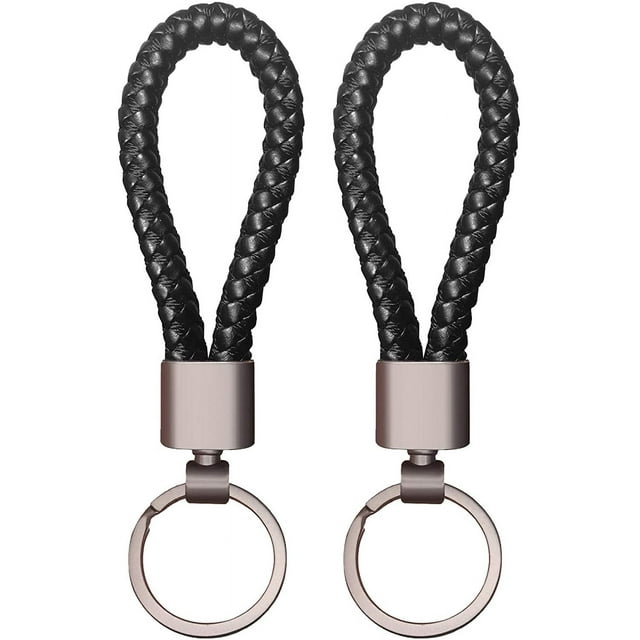 Thick Leather braid Rope Car Keychain Ring - Stylish Key Holder for Men ...