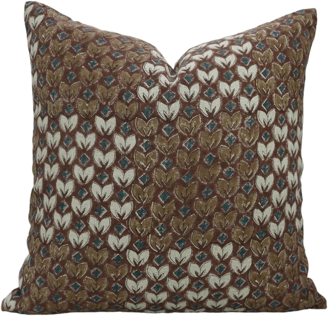 Thick Linen Pillow Covers for Cozy Spaces, Hand block prints, 22"X22 ...