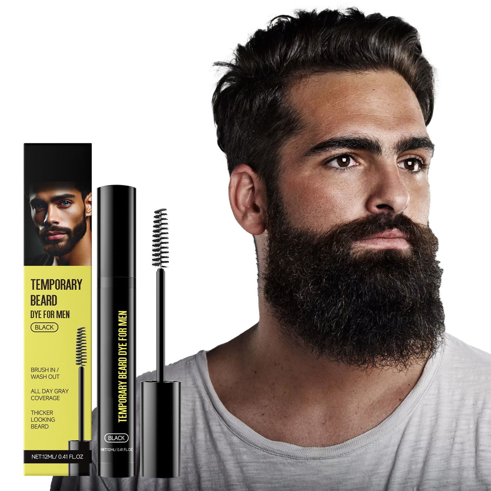Thick Natural Beard Eyebrow Tint, Long Lasting Non Fade Gray Cover ...