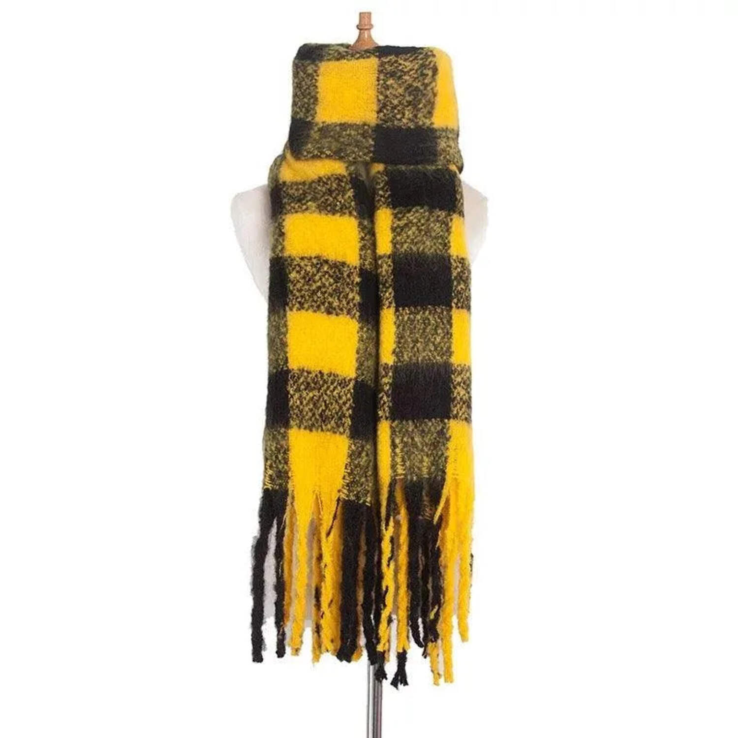 Thick Plaid Winter Scarf Woman's Checkered Pattern Pashmina Shawls ...