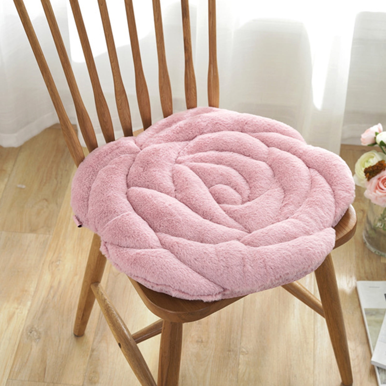 Thick Plush Rose Cushioned Chair Mat for Dining Room - Non-Slip Floor ...