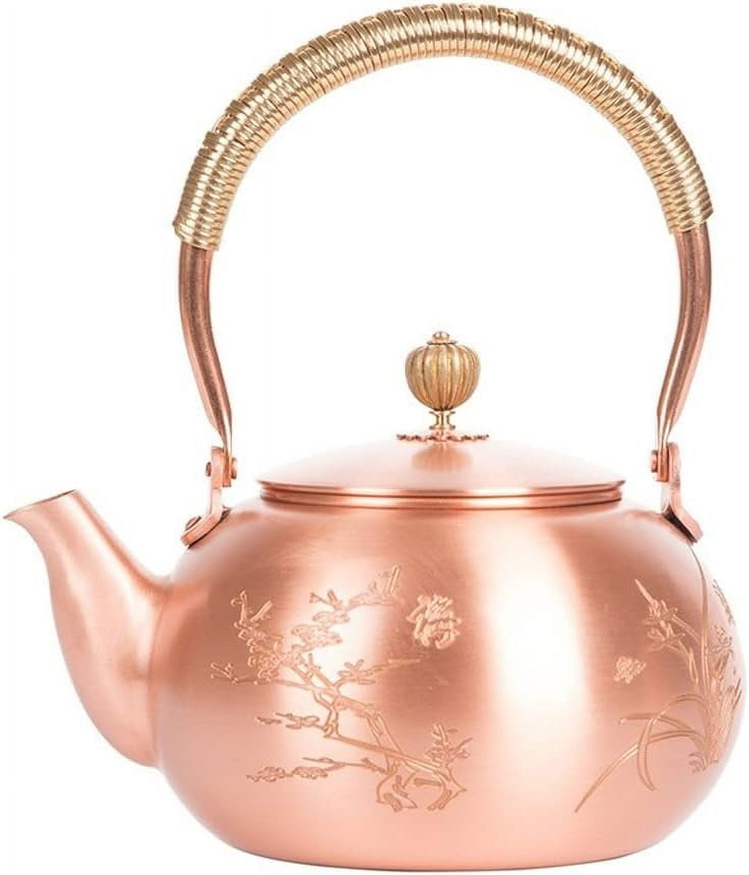 Thick Pure Copper Kettle with Gold Handle 1.2L （40oz）, Pure Copper Tea ...