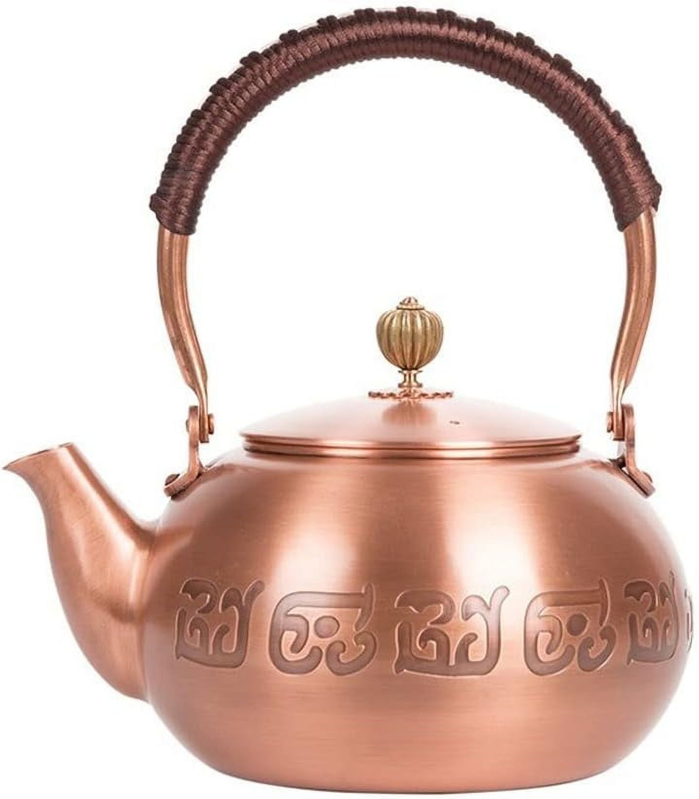 Thick Pure Copper Kettle with Gold Handle 1.2L （40oz）, Pure Copper Tea ...