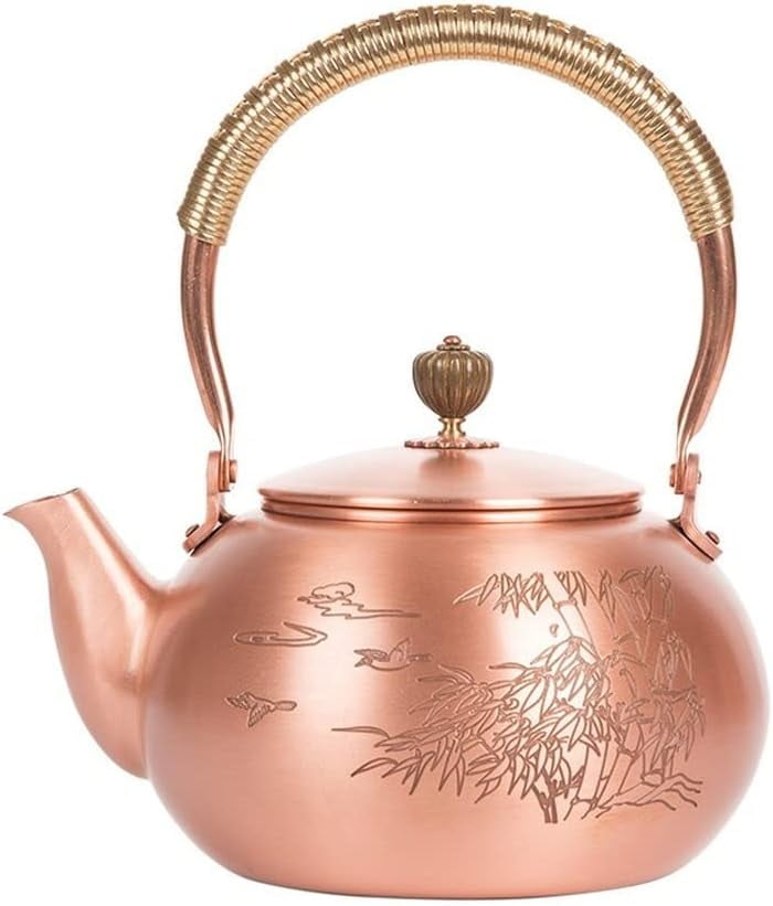 Thick Pure Copper Kettle with Gold Handle 1.2L （40oz）, Pure Copper Tea ...