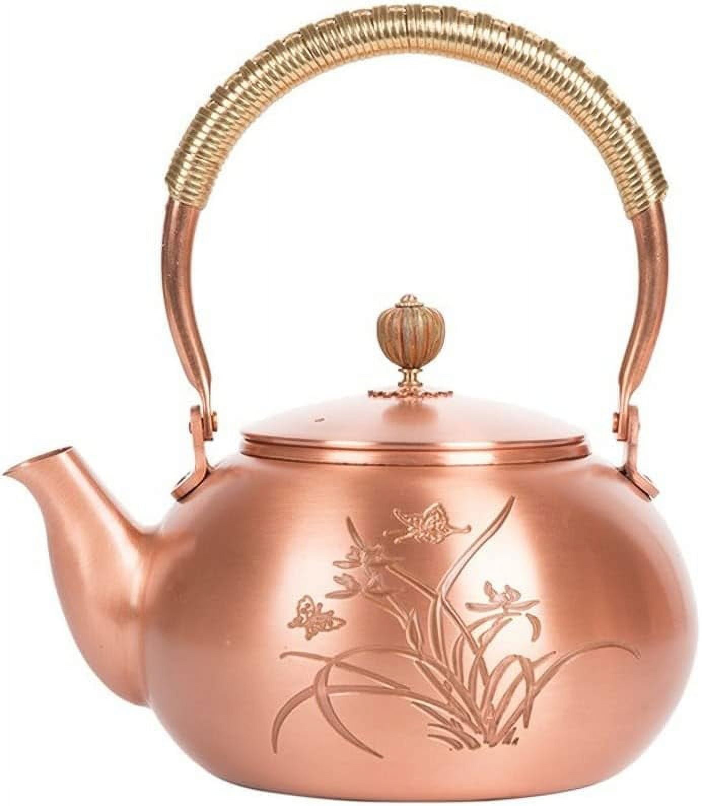 Thick Pure Copper Kettle with Gold Handle 1.2L （40oz）, Pure Copper Tea ...