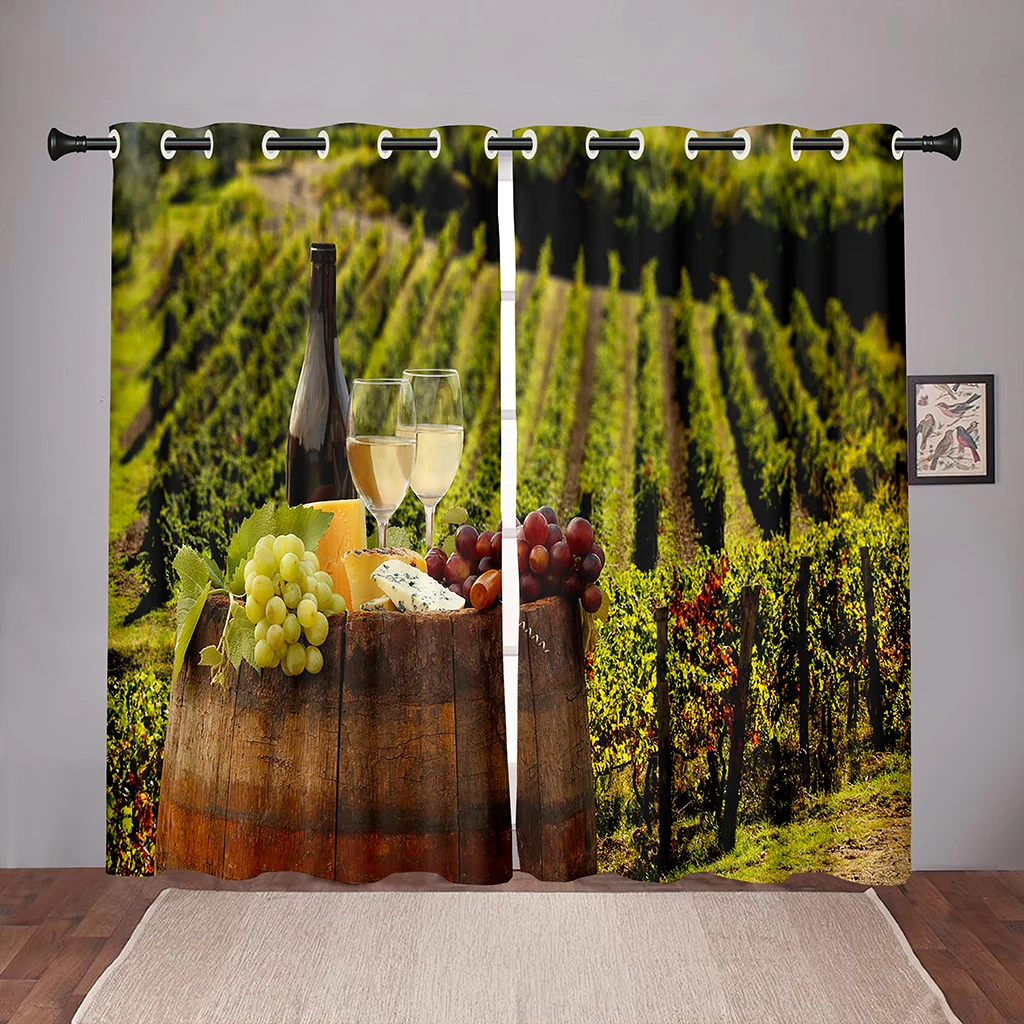 Thick Red Wine Cellar Barrel Vintage Blackout Window Curtains for ...