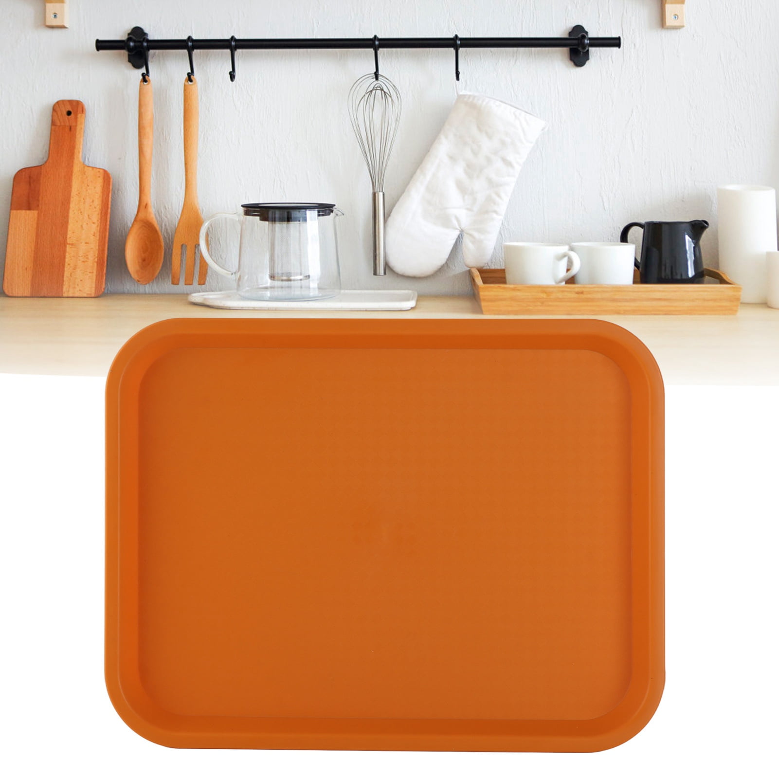 Thick Slip- PP Fast Food Tray 13. 8x10. 6in Rectangular Green Serving ...