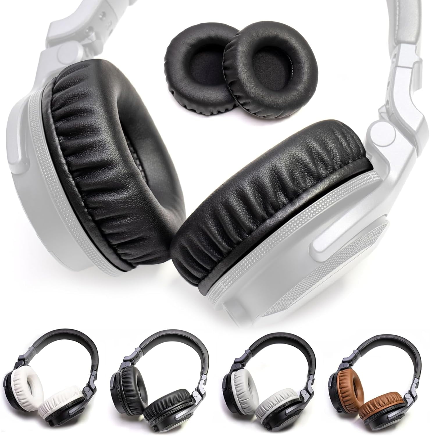 Thick Soft Protein Leather Ear Pads Foam Cushion Cover Replacement Pads ...