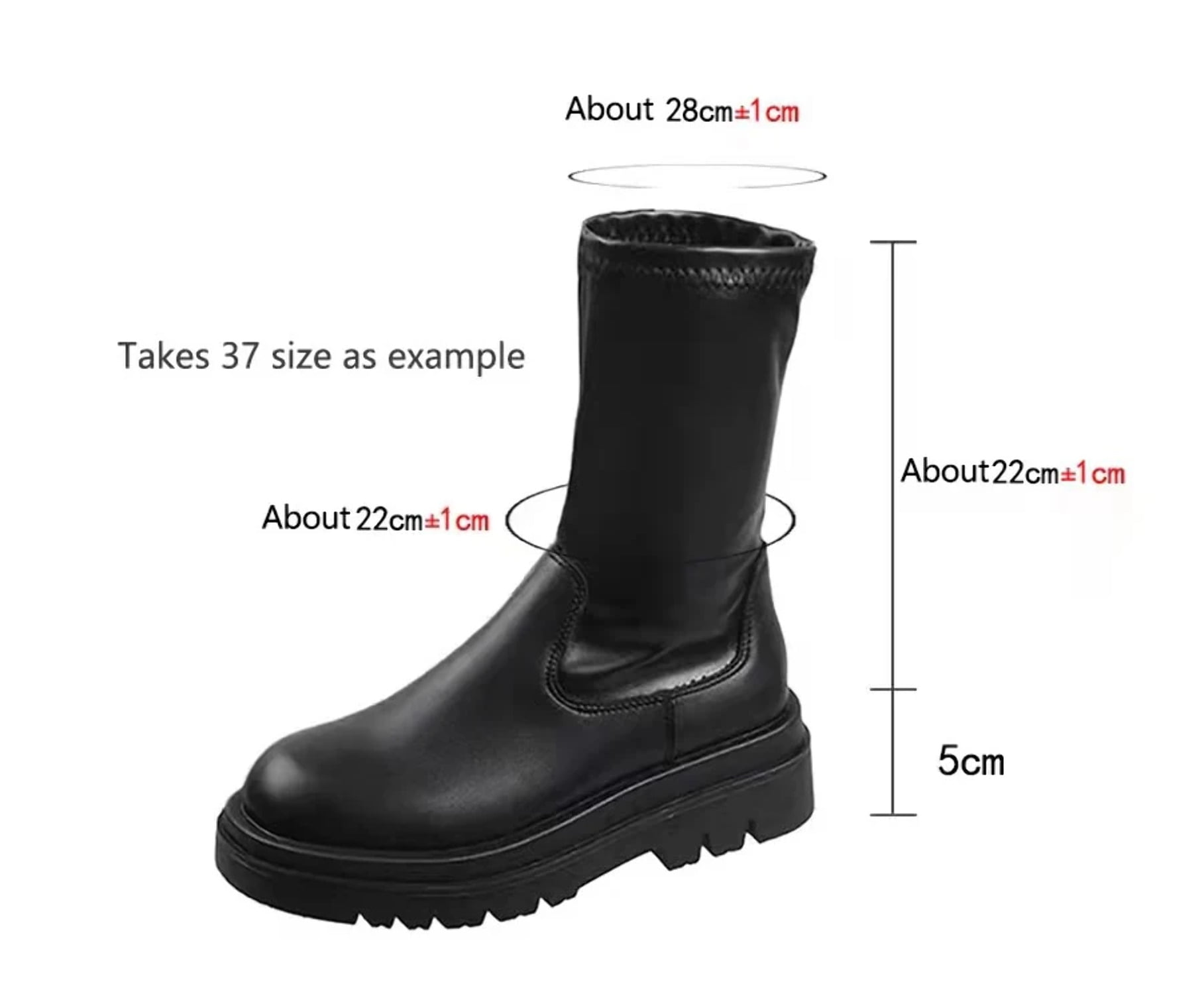 Thick Sole Knee High Boots For Women Chunky Heel Black Long Boots ...