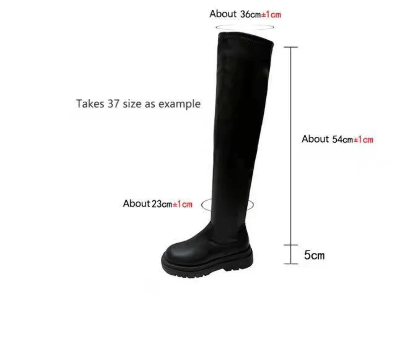Thick Sole Knee High Boots For Women Chunky Heel Black Long Boots ...
