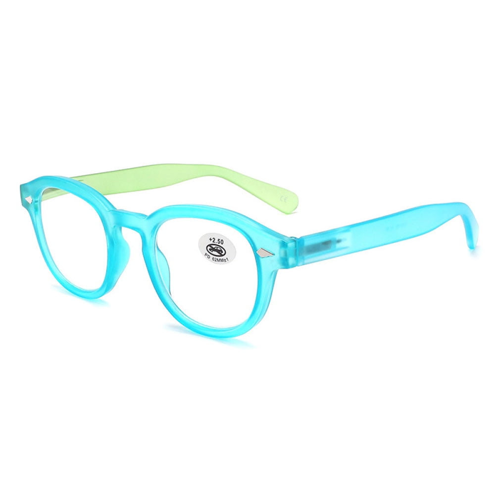 Thick Square Plastic Reading Glasses 2.00, Spring Hinge Blue Readers +2 ...