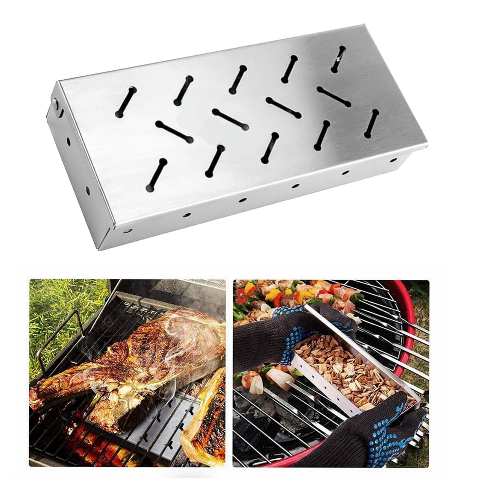 , Thick Stainless Steel Tray with Wood Chips for Grill, Adds Flavor ...