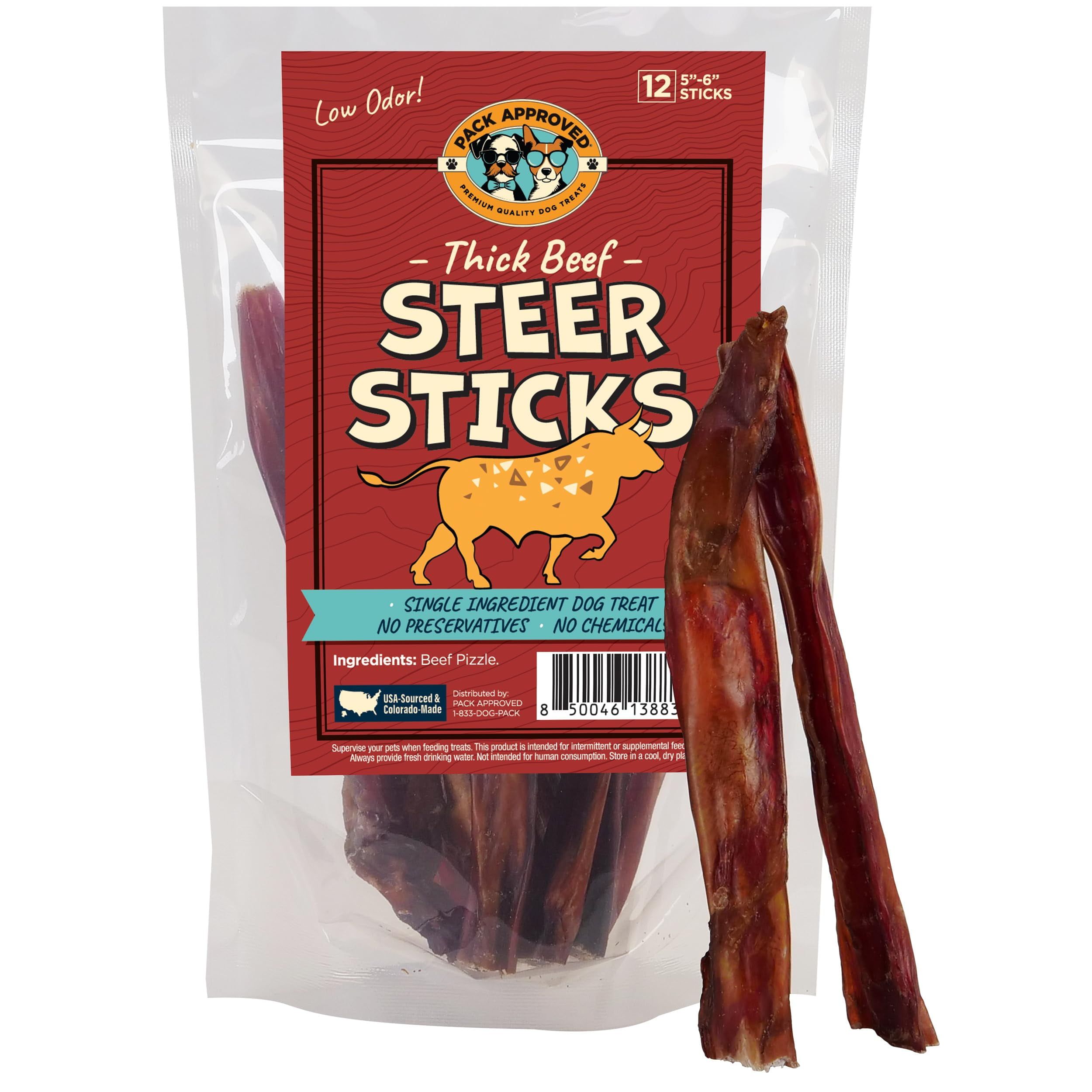 Thick Steer Bully Sticks for Medium Dogs & Small Breeds - No Hide Dog ...
