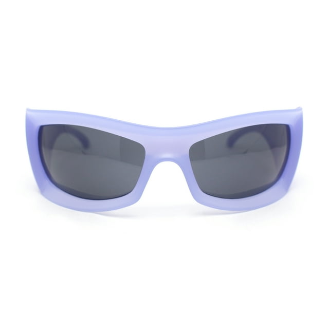 Thick Temple Oversized Large Trendy 90s Sport Sunglasses Purple Black