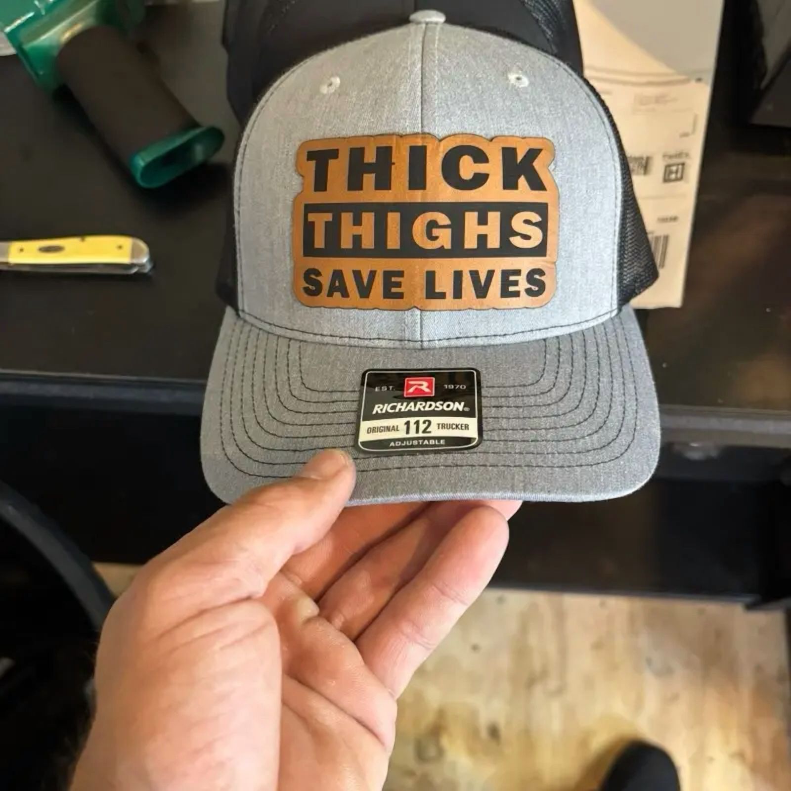 Thick Thighs Save Lives Hat, Leather Patch Snapback Cap for Men and ...
