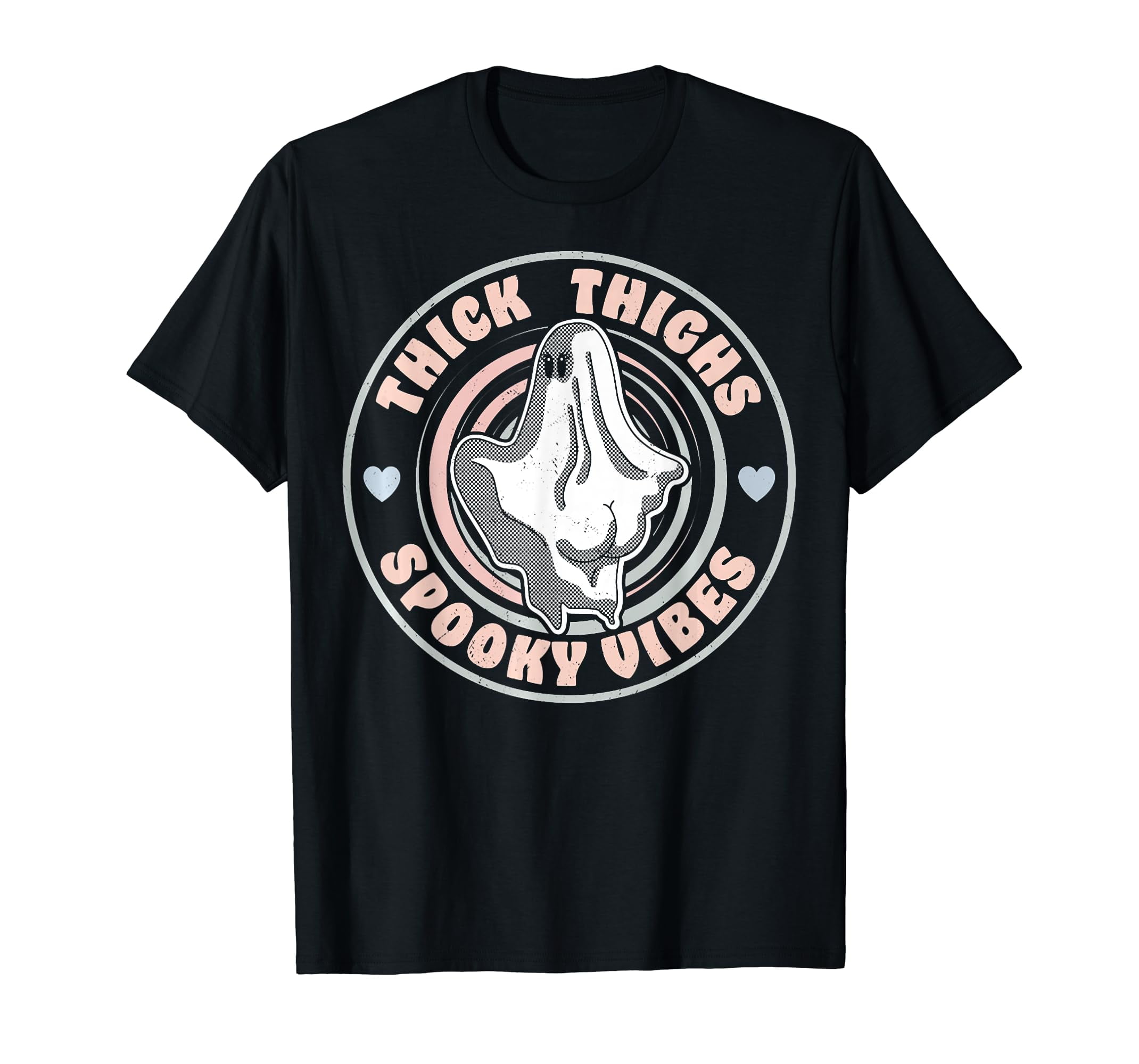 Thick Thighs Spooky Vibes Funny Halloween Ghost Pastel Goth T-Shirt ...