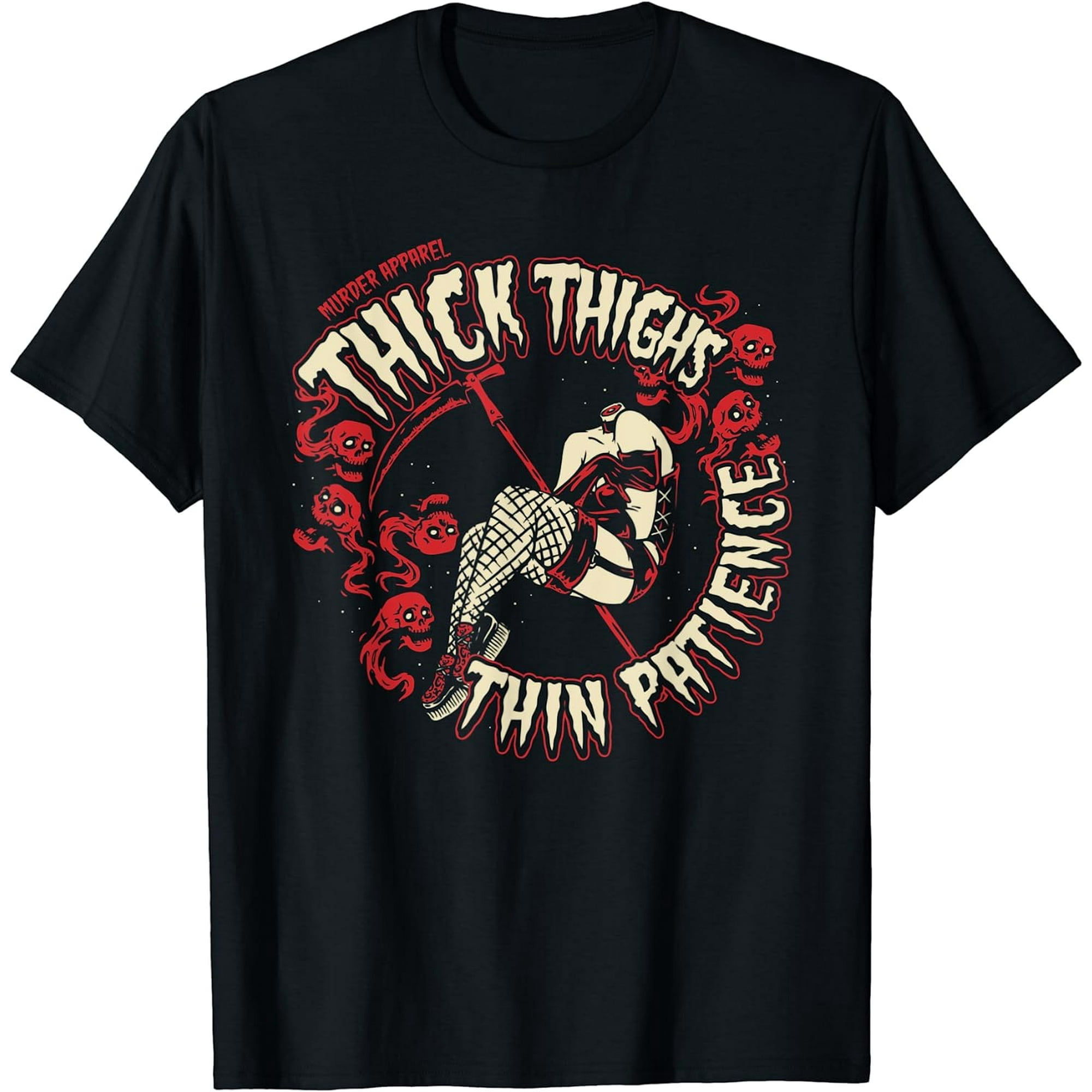 Thick Thighs Thin Patience Demon For Men Short Sleeve Black T-Shirt ...