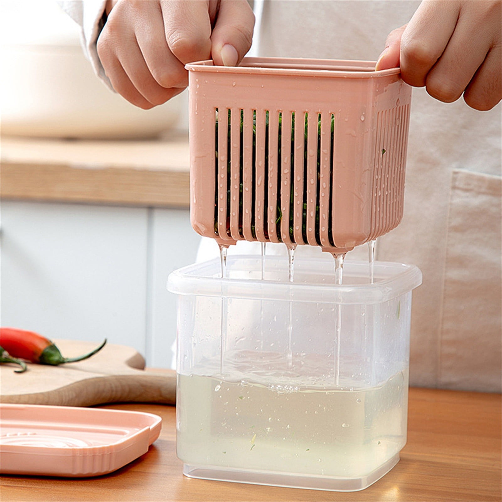 Thick Transparent Double Layer Condiment Storage For Scallions And More ...