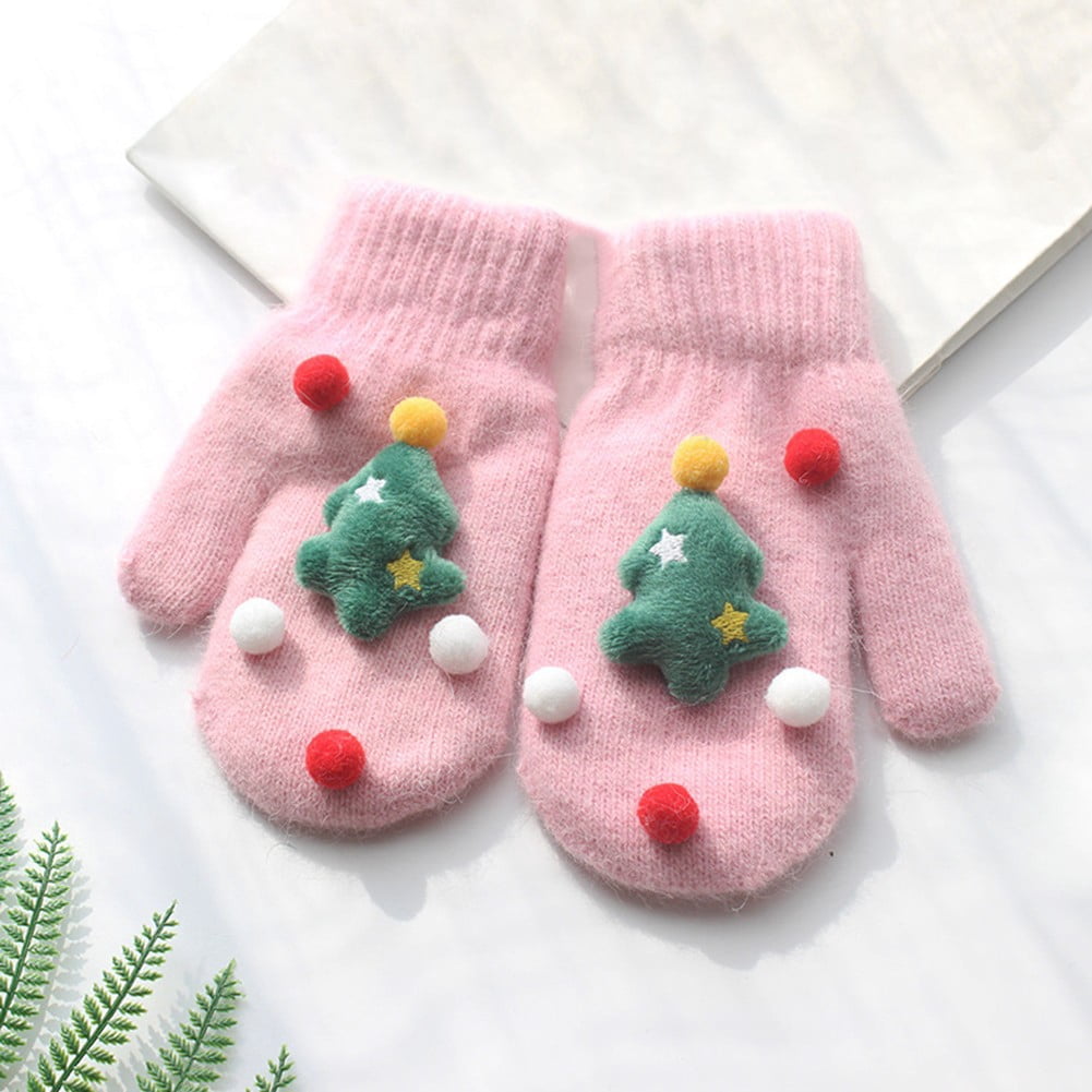 Thick Warm Wool Knitted Mittens for Kids and Adults - Cute Design for ...
