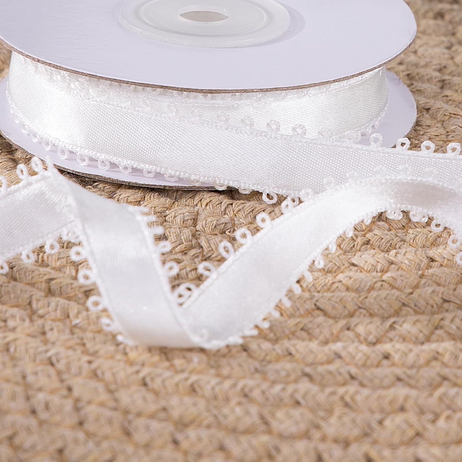 Thick White Picot Satin Ribbon 3/8" to 5/8" Wide x 10 Yards Double Face ...