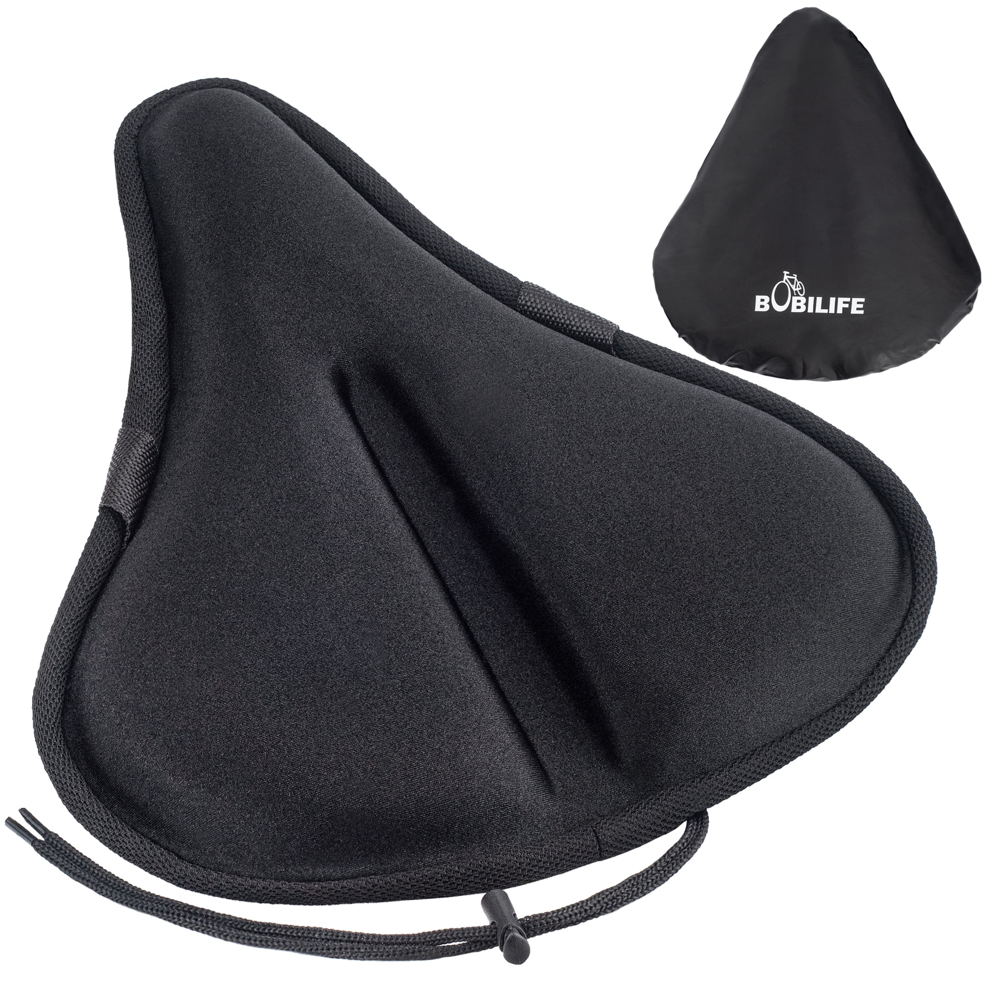 Thick & Wide Gel Bike Seat Cushion Cover Pad with Rainproof Cover ...