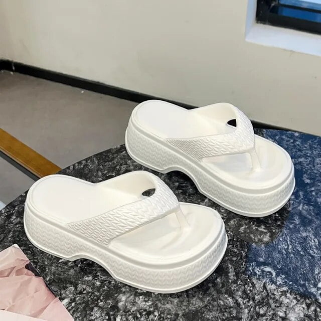 Thick Women‘s Flip Flops 2024 Summer EVA Soft Sole Beach Slope Heel ...