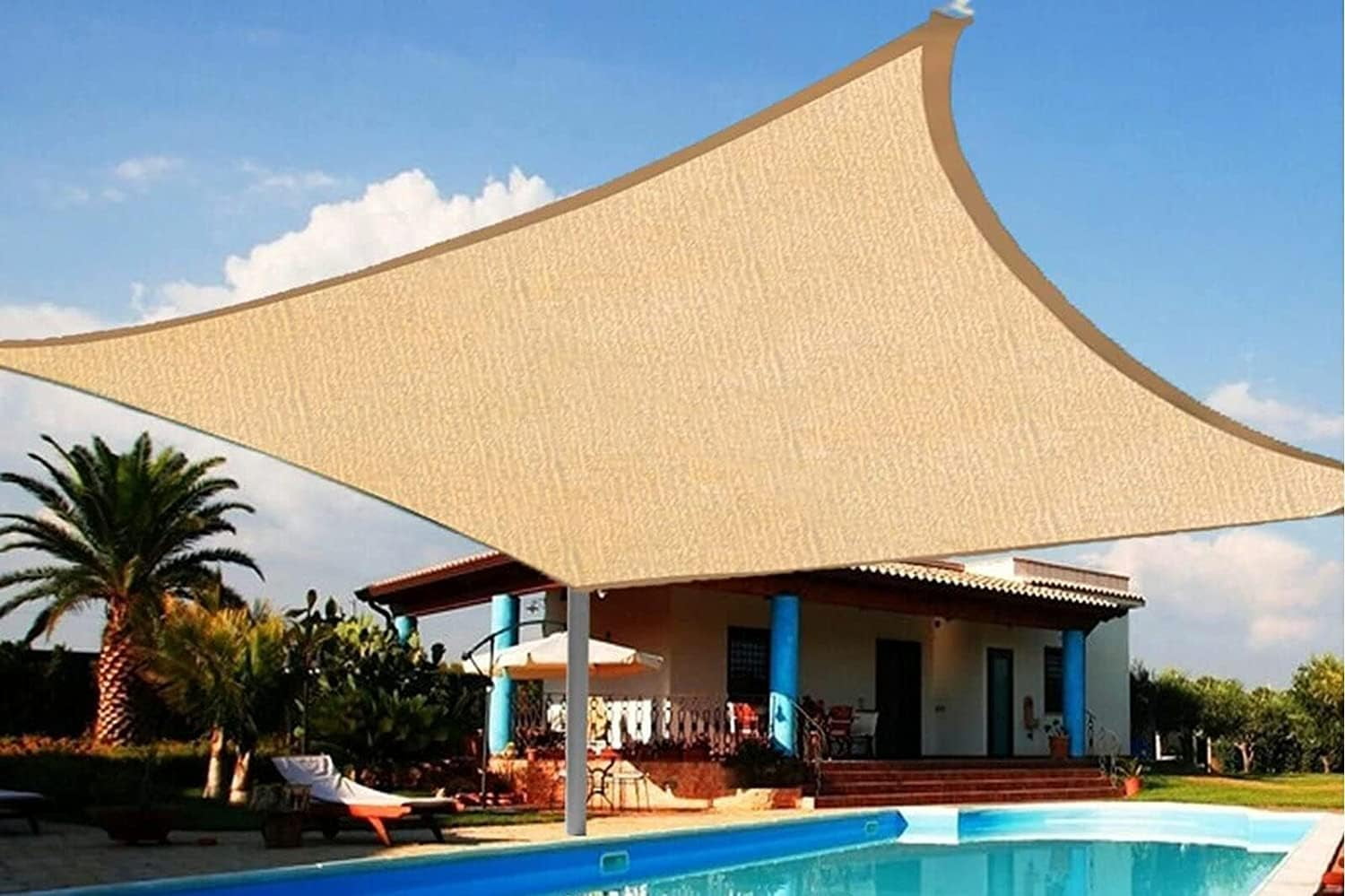 Thick and Strong Sun Shade Sail Square 16 X 16 FEET, Beige/Sand ...