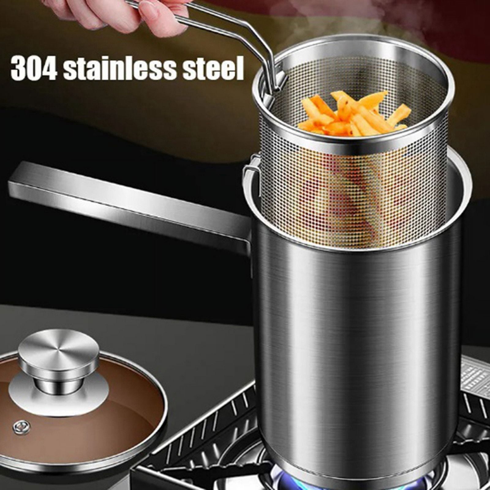 Thickeded Deep Fryer Pot Small Stainless Steel Deep Fryer Pasta ...