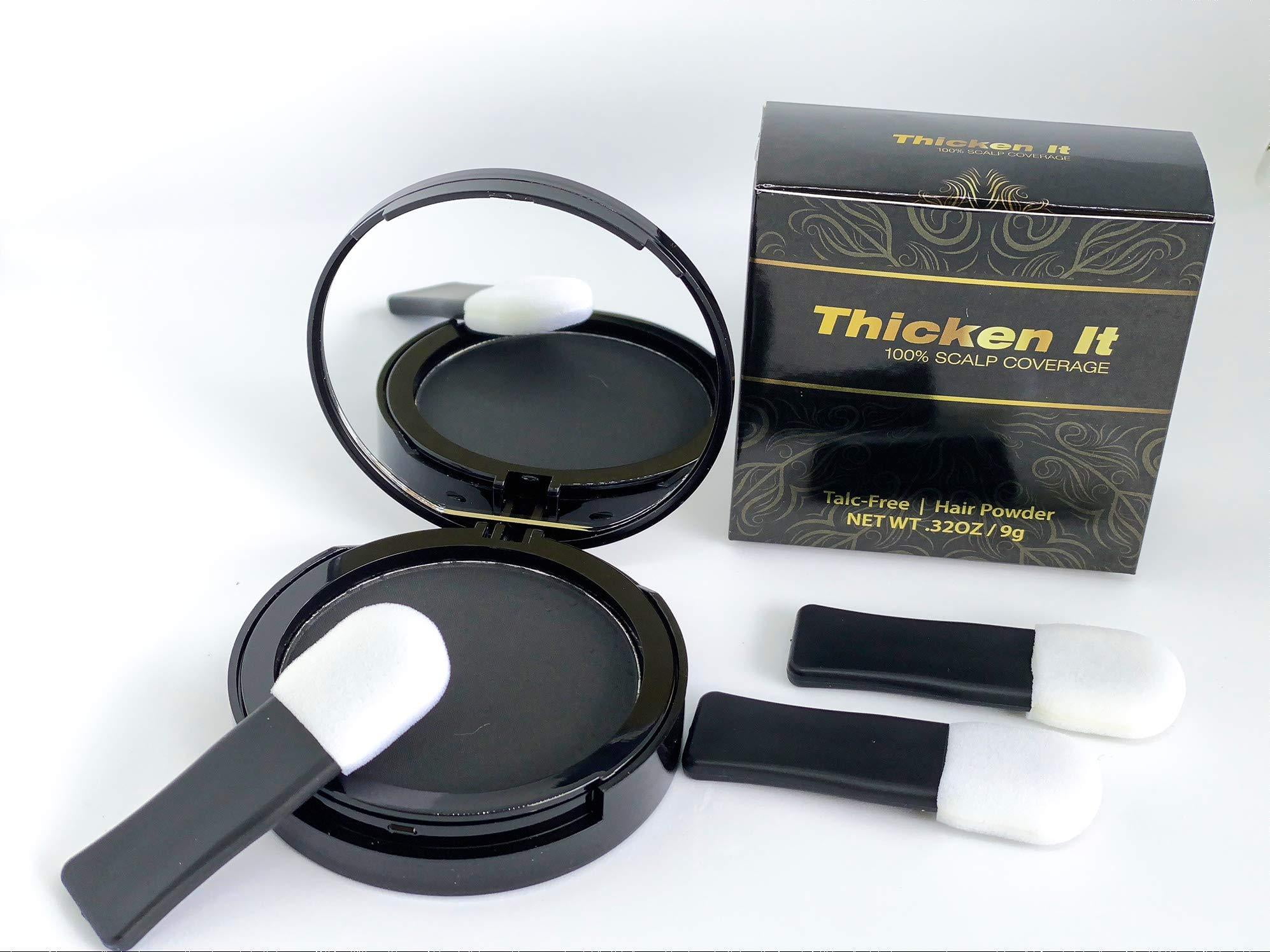 Thicken It 100% Scalp Coverage Hair Powder - BLACK - Talc-Free .32 oz ...