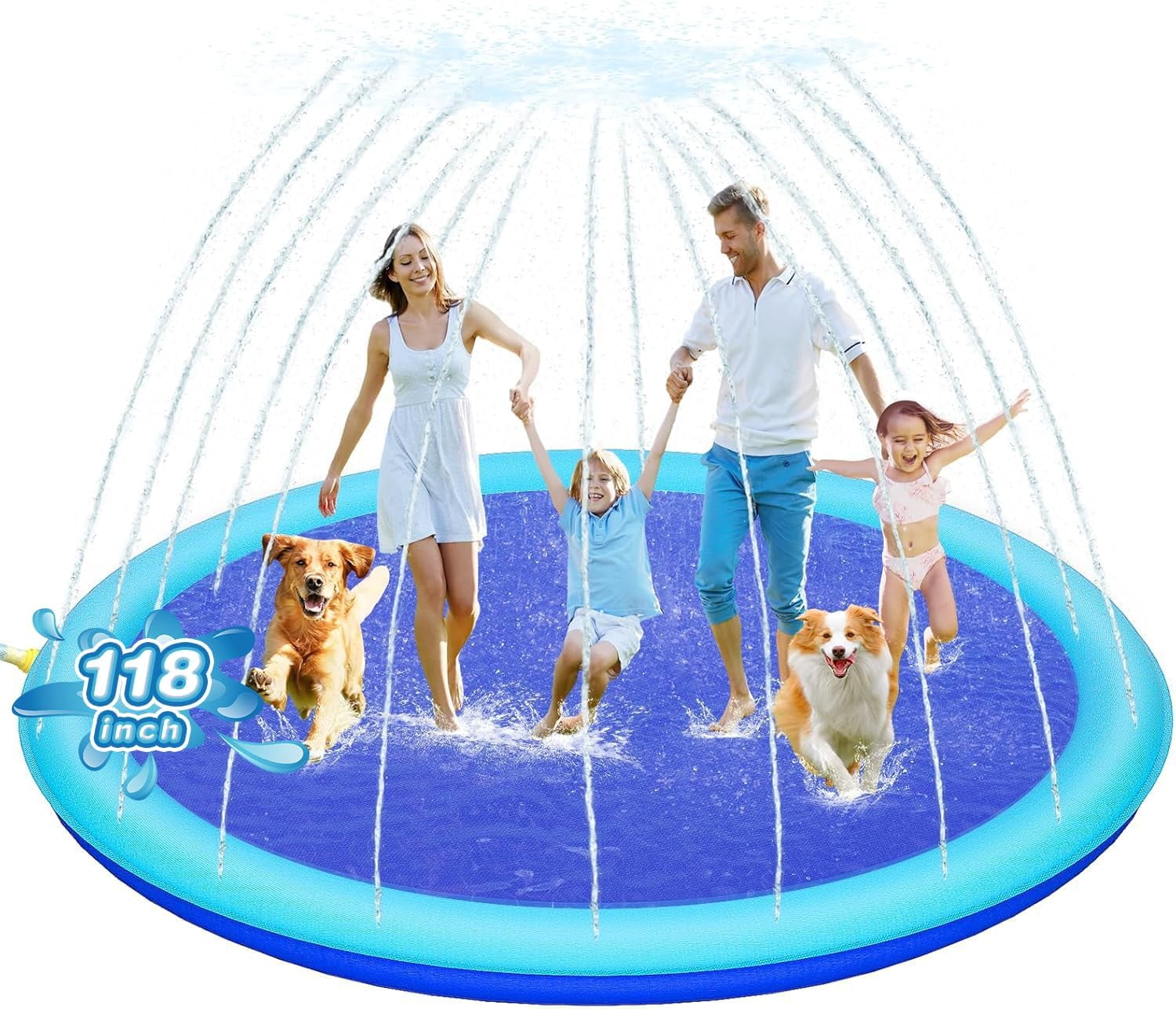 Thicken 118'' Giant Splash Pad, Non-Slip Splash Pad for Kids and Dogs ...