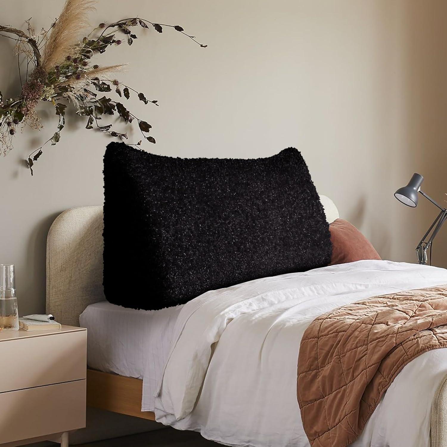Thicken Furry Headboard Pillow Queen Padded Headboard Farmhouse Large ...